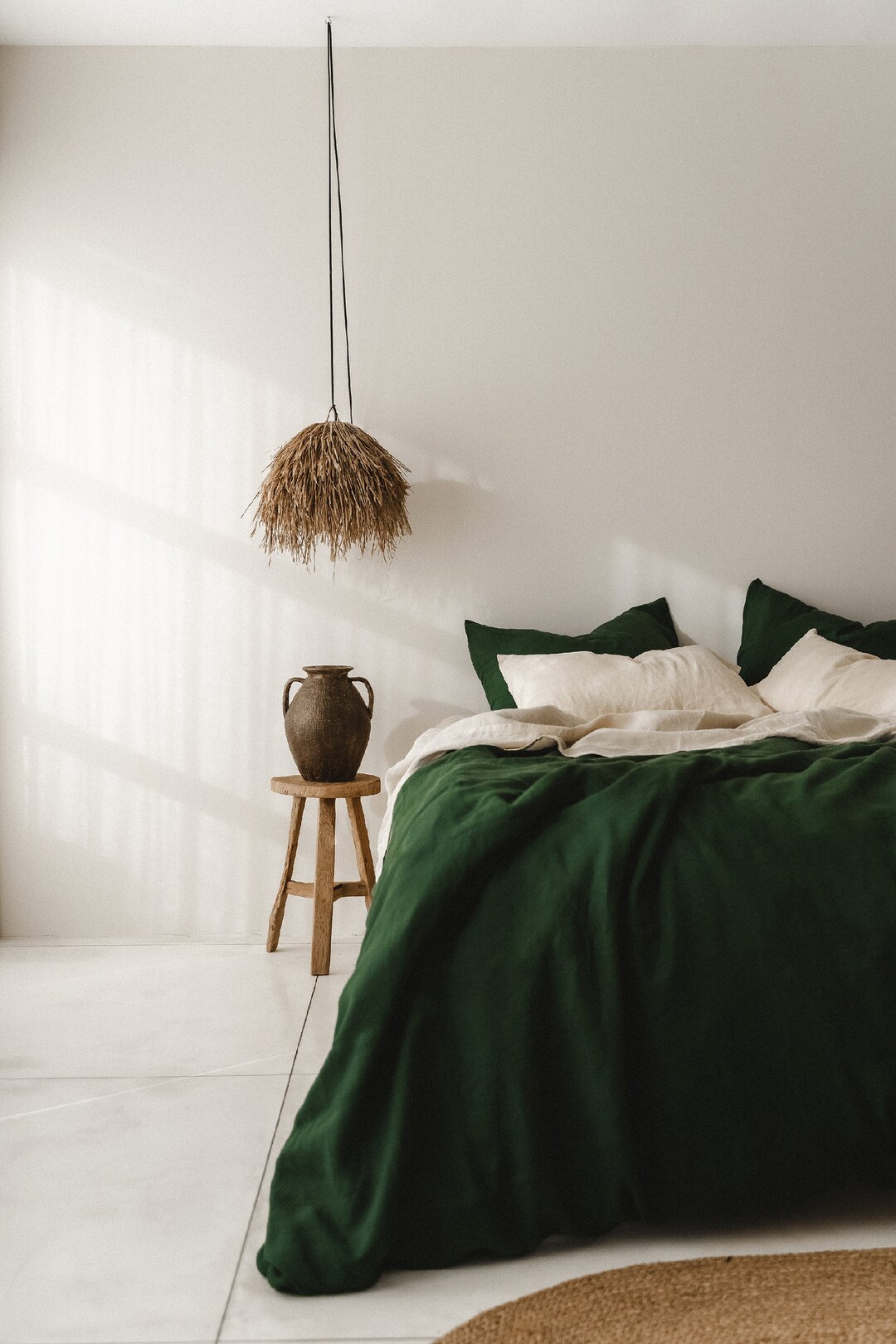 Forest Green Linen Duvet Cover 1 Duvet Cover Softened Linen - Etsy