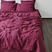 Raspberry Linen Bedding Set 1 Duvet Cover and 2 Pillowcases Softened ...