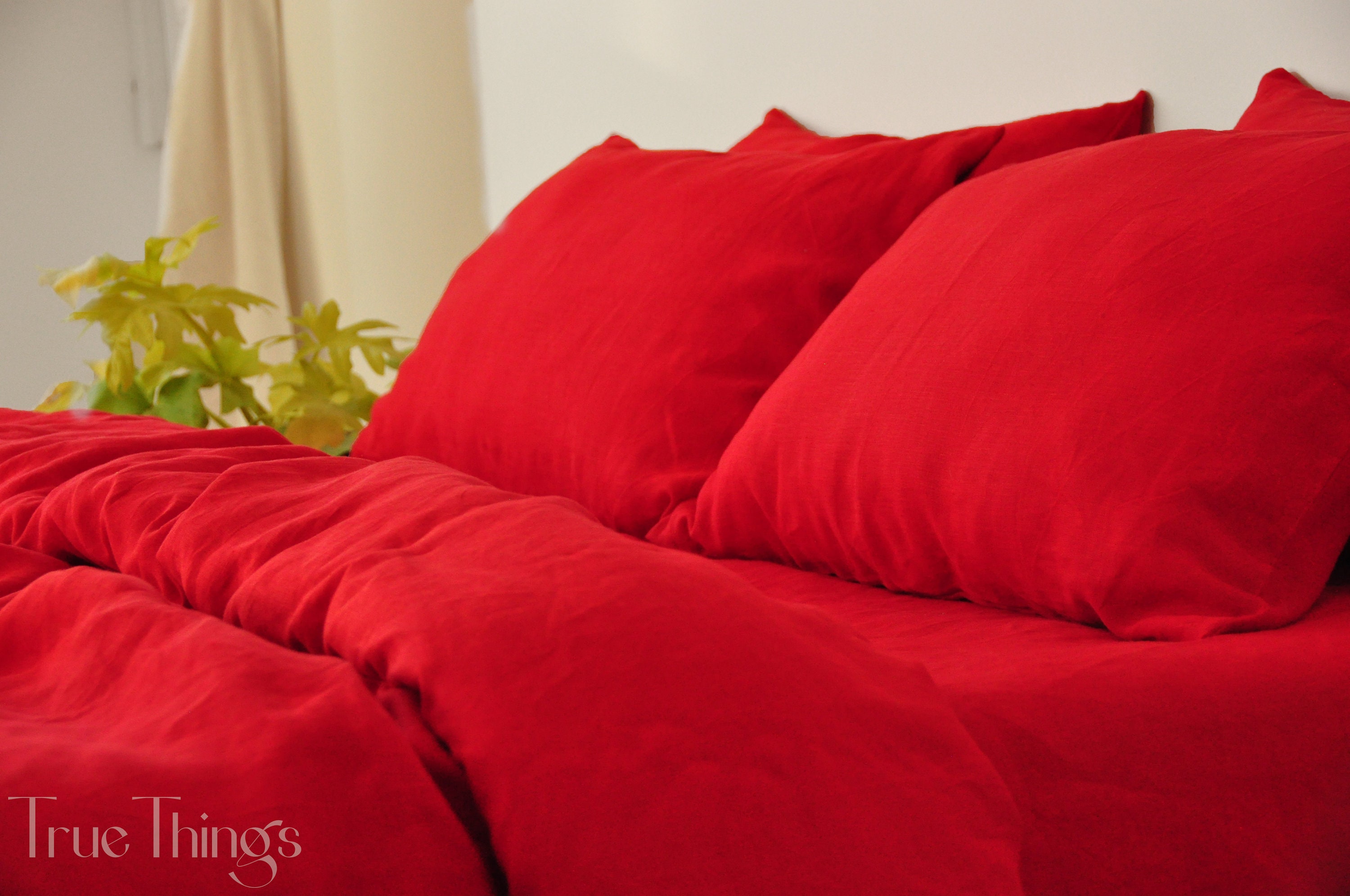 Scarlet Red Linen Duvet Cover / 1 Duvet Cover / Softened Linen - Etsy