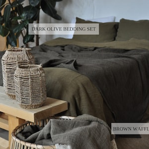 Brown Waffle Linen Coverlet Heavy Weight Linen Waffle Throw Blanket ...