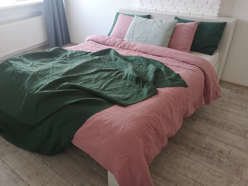 Forest Green Linen Coverlet With or Without Filling / Softened - Etsy
