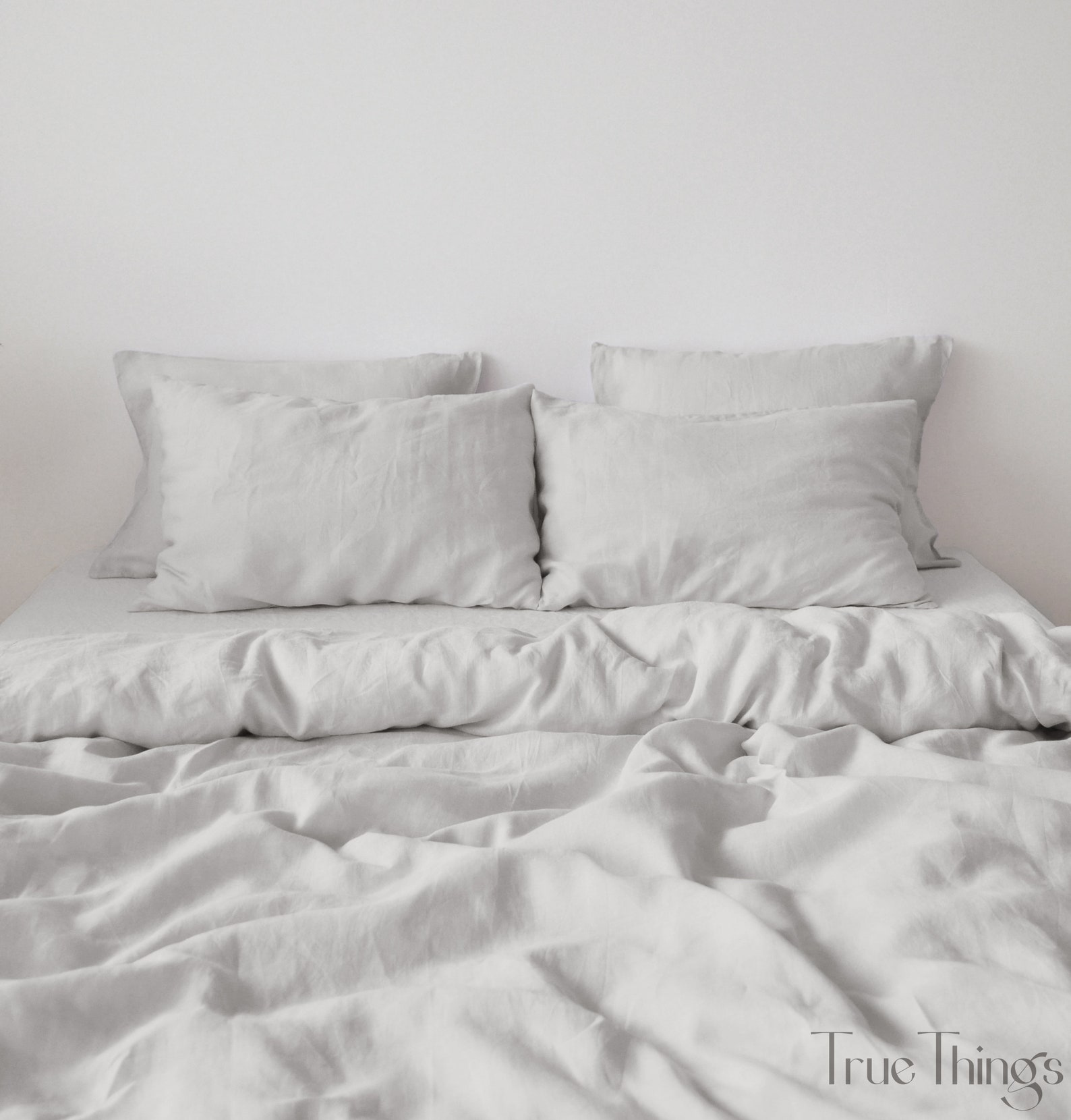 Light Gray Linen Bedding Set / 1 Duvet Cover 2 Pillowcases / - Etsy