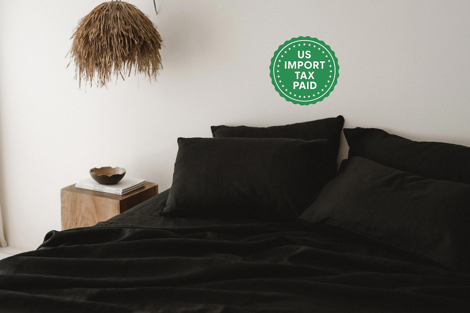 Black Linen Sheet Set 1 Flat Sheet and 1 Fitted Sheet and 2 Pillowcases ...