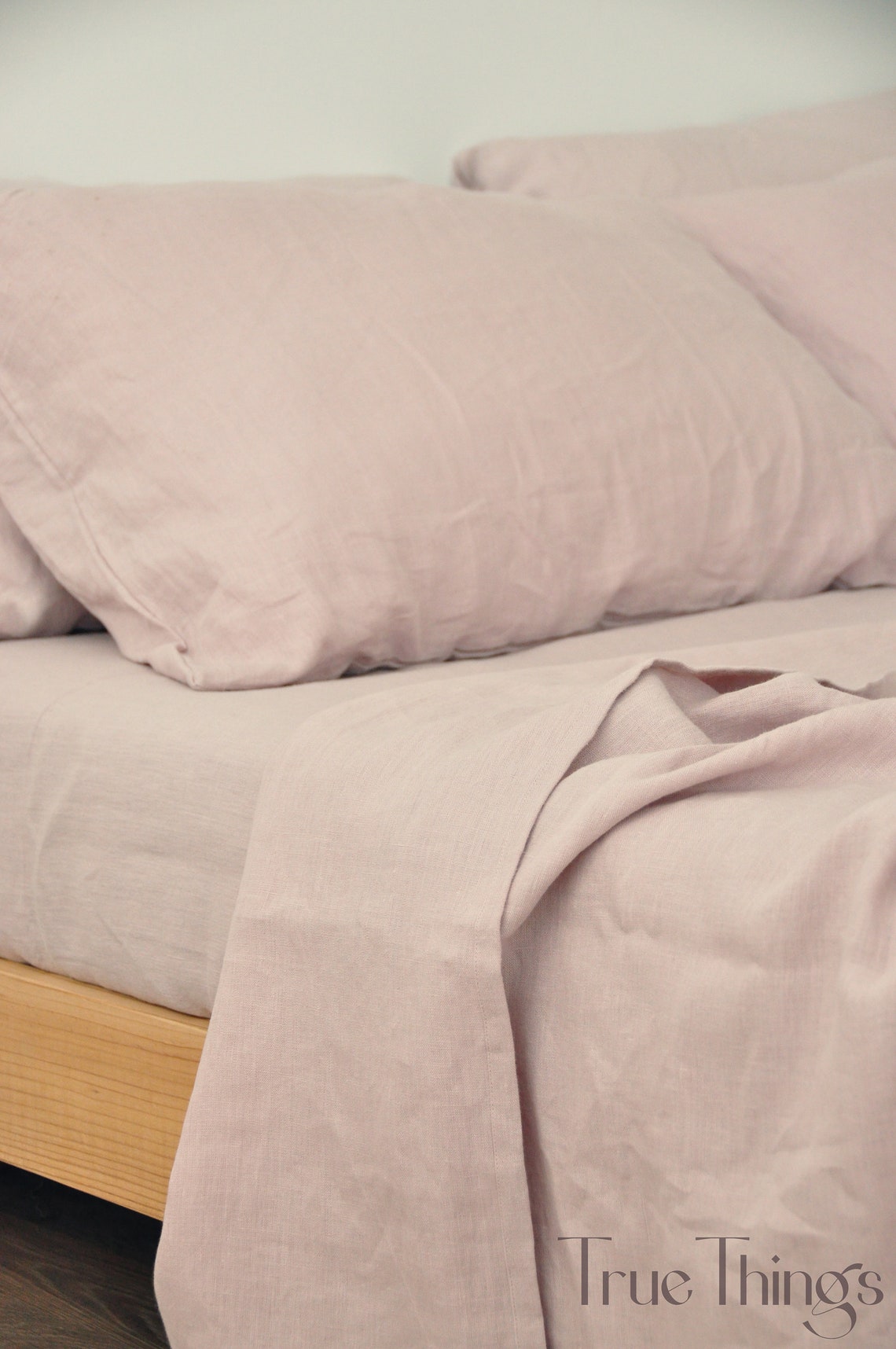 Dusty Pink Linen Sheet Set / 1 Flat Sheet 1 Fitted Sheet 2 - Etsy