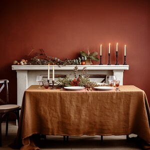 Cinnamon Rectangle Linen Tablecloth Christmas Theme Round Square ...
