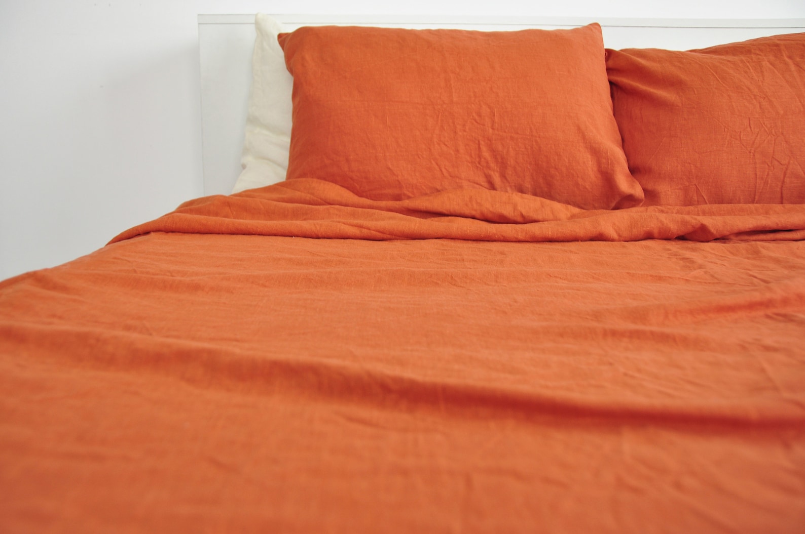 Burnt Orange Linen Sheet Set / 1 Flat Sheet 1 Fitted Sheet | Etsy