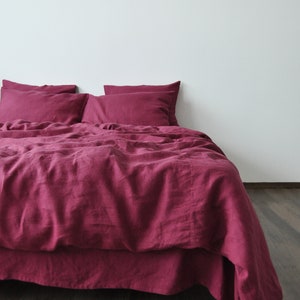 Raspberry Linen Duvet Cover 1 Duvet Cover Softened Linen Red Purple ...