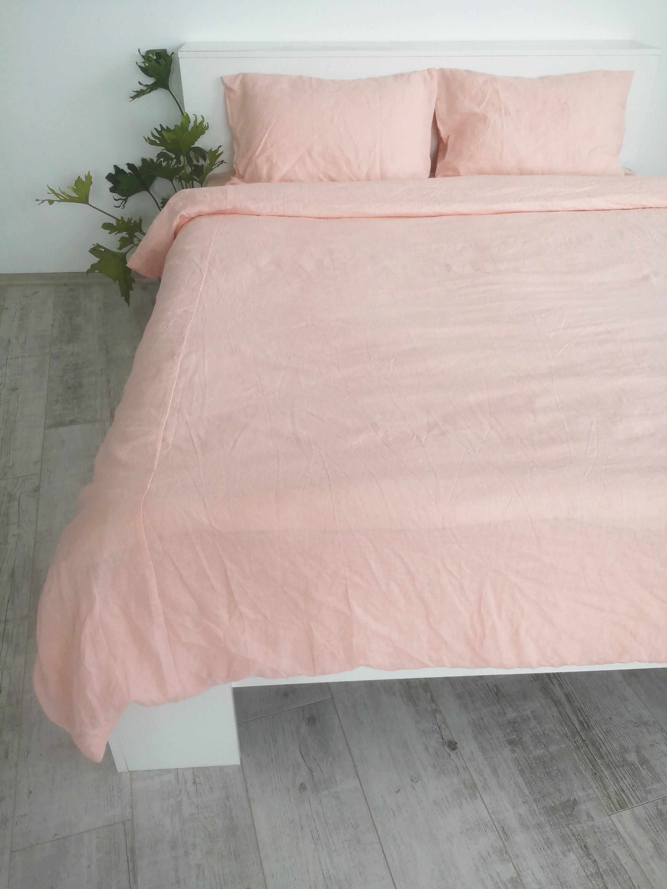 Peach linen duvet cover / 1 duvet cover / Softened linen / | Etsy