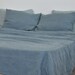 Dusty Blue Linen Sheet Set 1 Flat Sheet and 1 Fitted Sheet and 2 ...