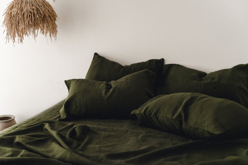 Dark Olive Linen Flat Sheet / 1 Flat Sheet / Softened Linen - Etsy