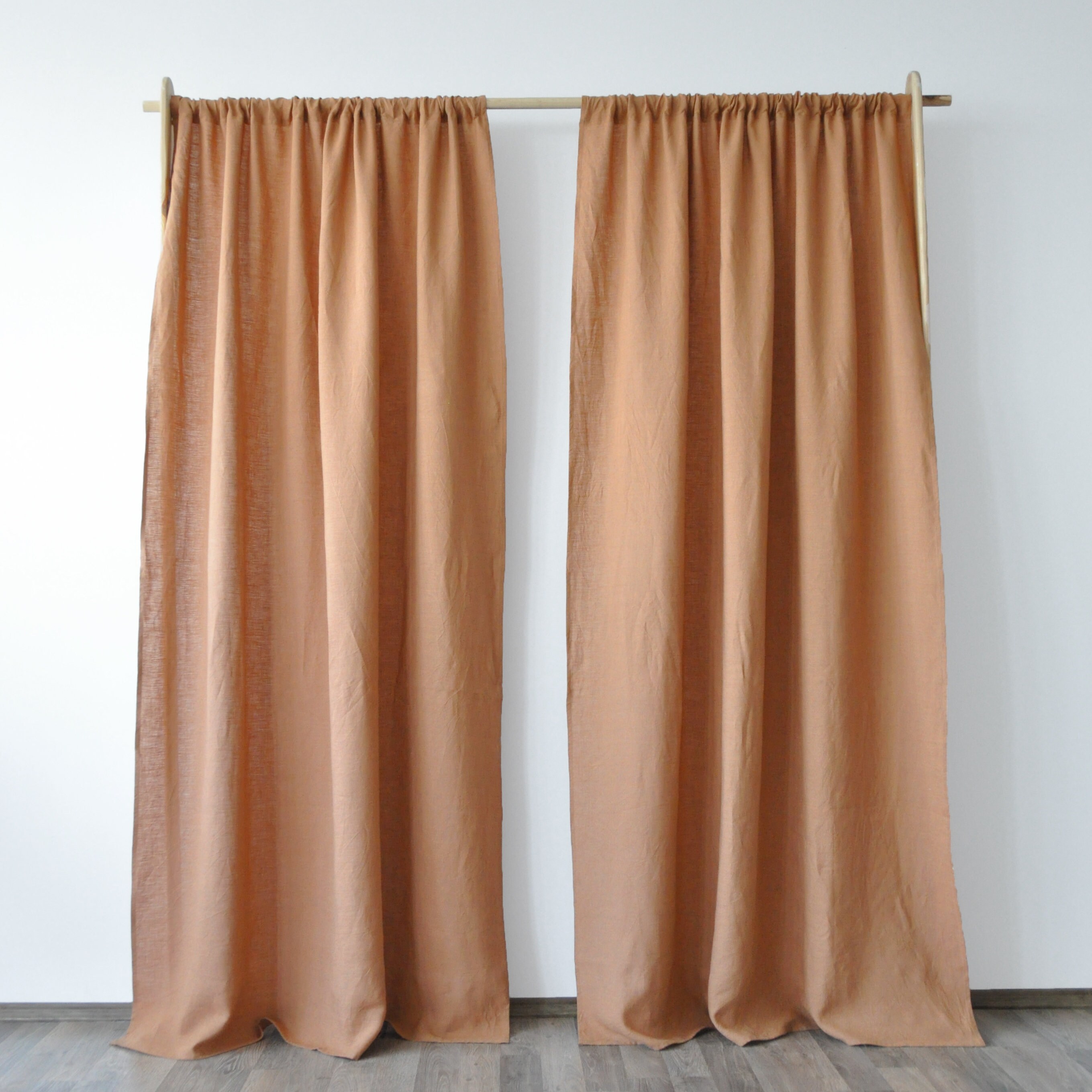 Clay Regular and Blackout Linen Curtains / 2 Panels / Unlined | Etsy
