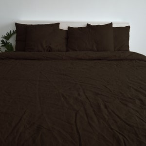 Brown Linen Bedding Set 1 Duvet Cover and 2 Pillowcases - Etsy