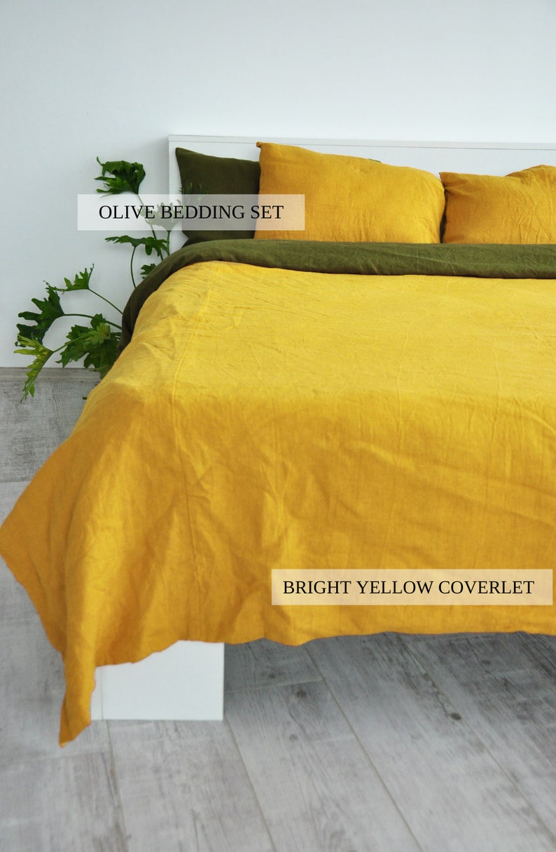 Bright Yellow Linen Coverlet With or Without Filling / - Etsy