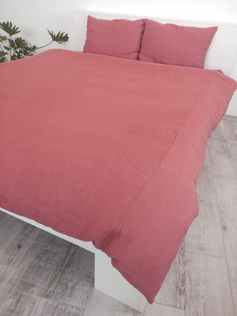 Rust pink linen duvet cover / 1 duvet cover / Softened linen / | Etsy