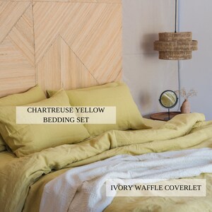 Chartreuse Yellow Linen Duvet Cover 1 Duvet Cover Softened Linen ...