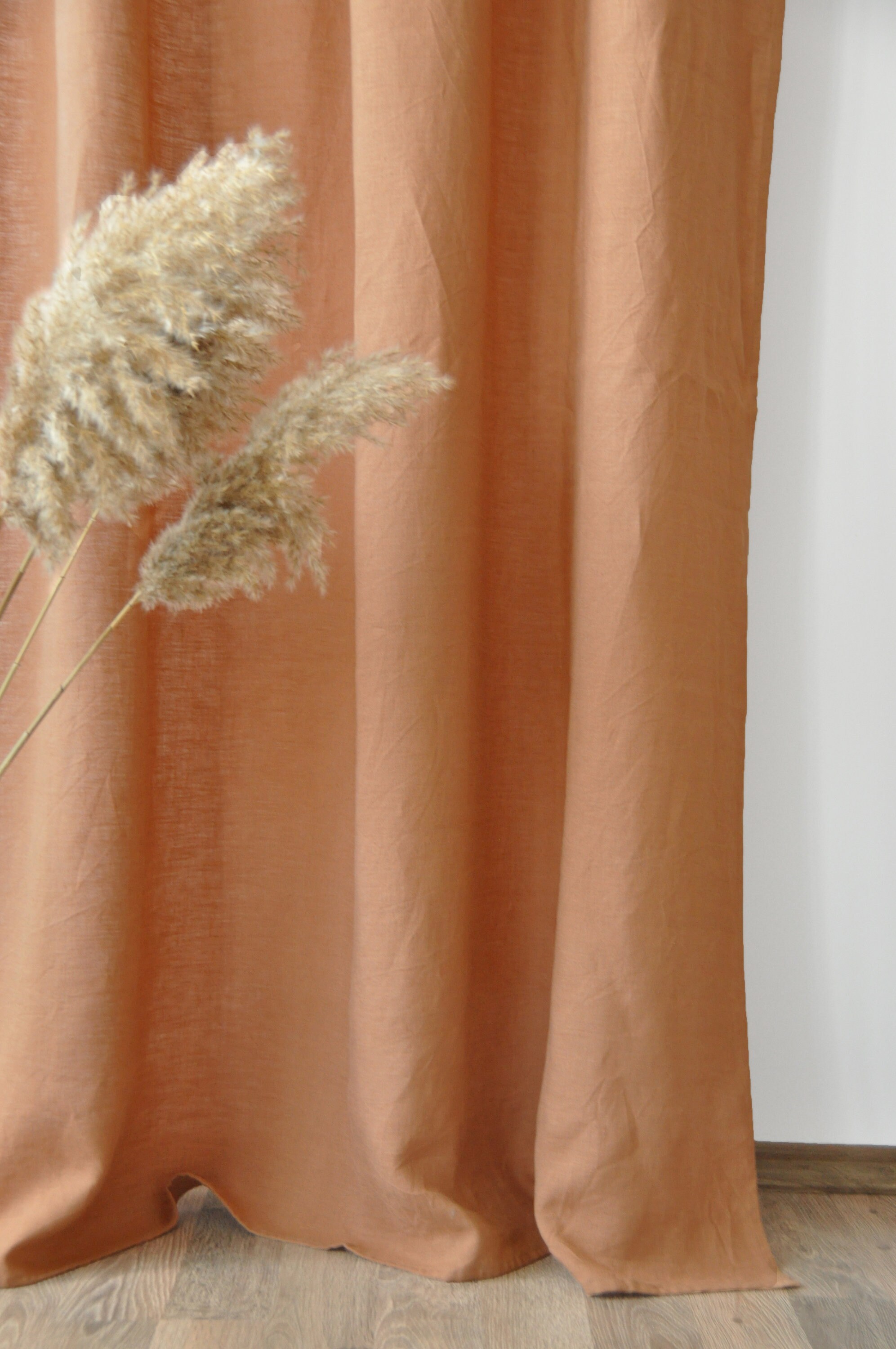 Clay Regular and Blackout Linen Curtains / 2 Panels / Unlined | Etsy