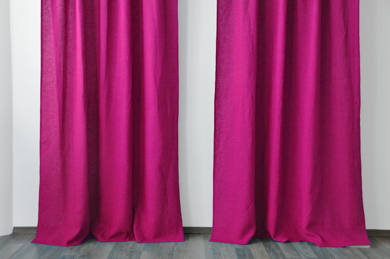 Fuchsia Regular and Blackout Linen Curtains / 2 Panels / | Etsy