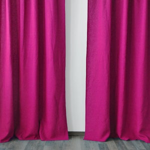 Fuchsia Regular and Blackout Linen Curtains 2 Panels Unlined - Etsy