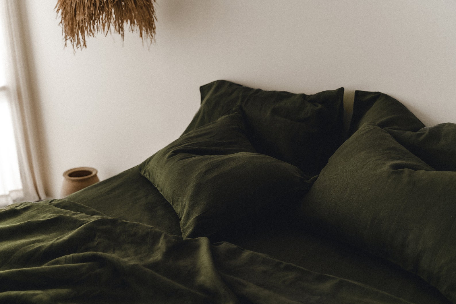 Dark Olive Linen Flat Sheet 1 Flat Sheet Softened Linen Sheet ...