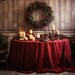 Maroon Rectangle Linen Tablecloth Christmas Theme Round Square ...