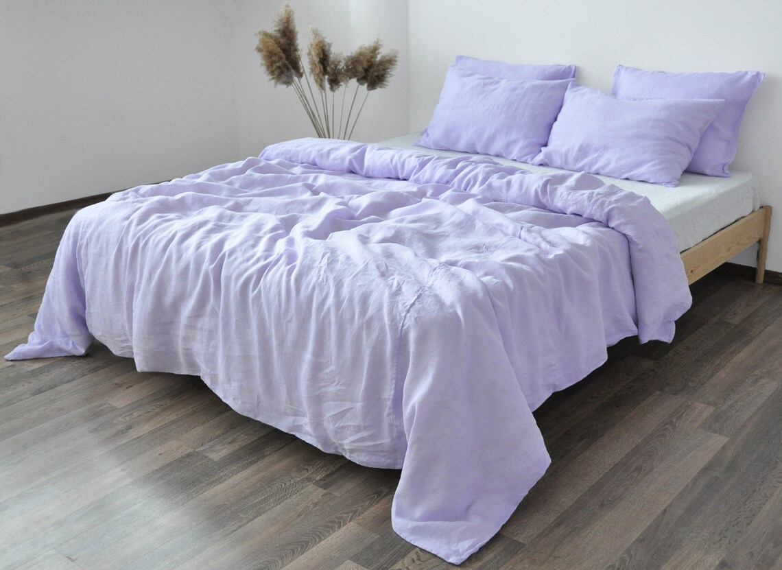 Lilac linen duvet cover / 1 duvet cover / Softened linen / | Etsy
