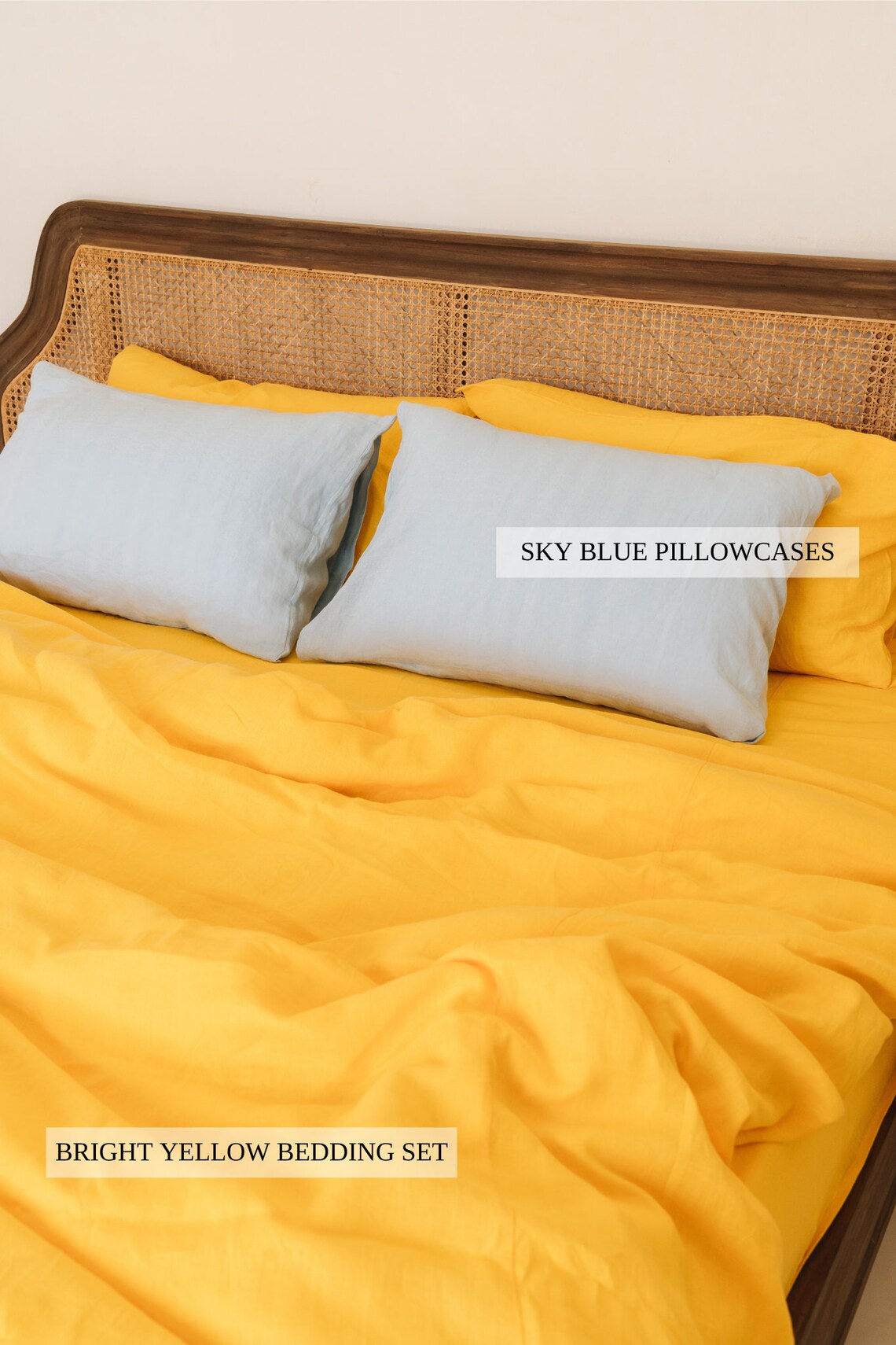 Bright Yellow Linen Bedding Set / 1 Duvet Cover 2 - Etsy