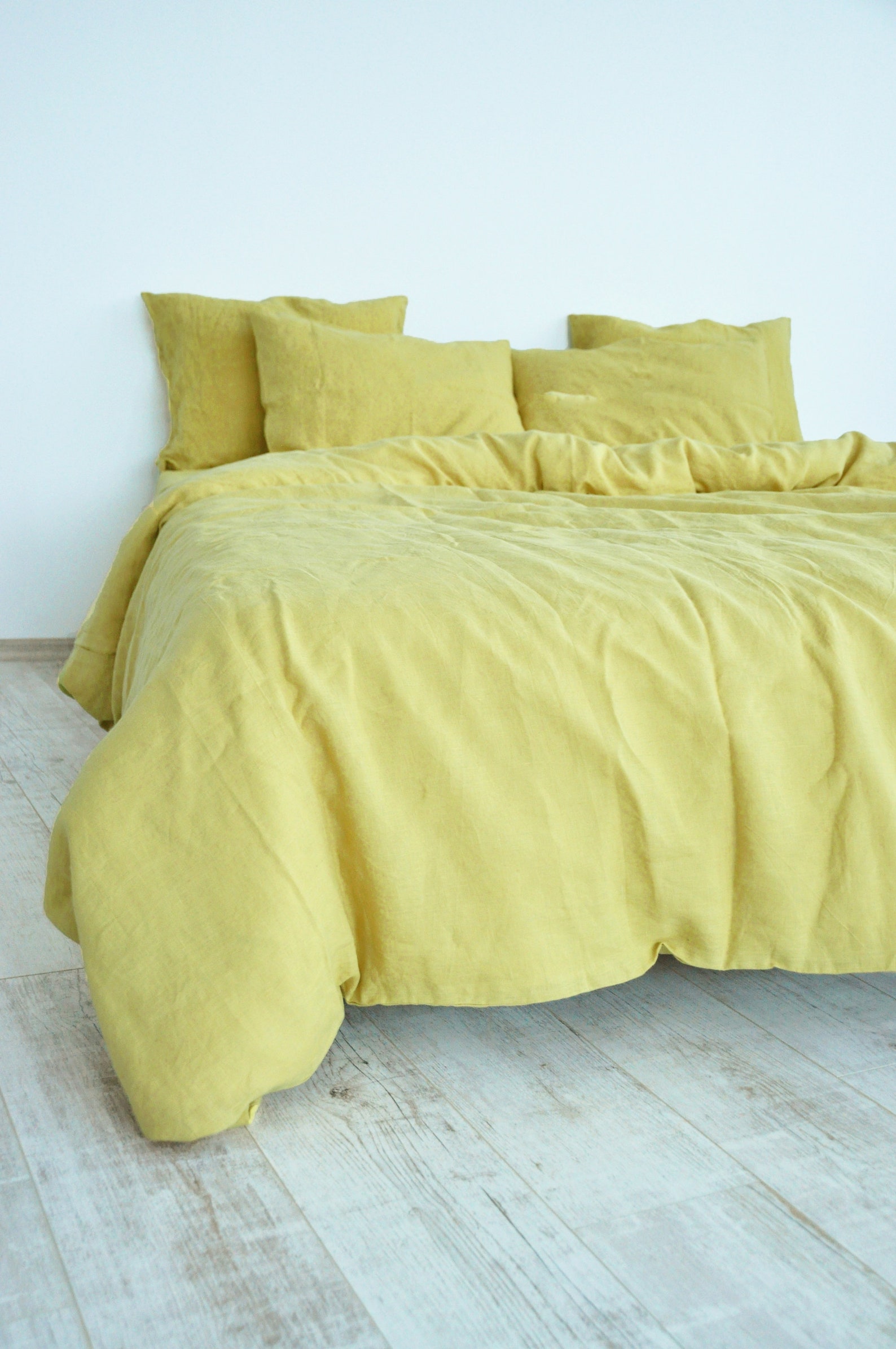 Chartreuse yellow linen bedding set / 1 Duvet cover 2 | Etsy