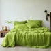 Chartreuse Green Linen Sheet Set 1 Flat Sheet and 1 Fitted Sheet and 2 ...