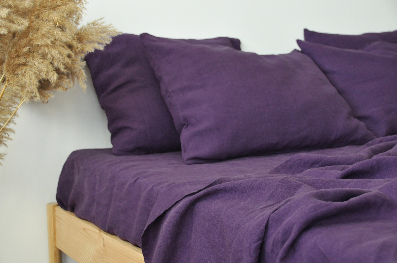 Deep Purple Linen Pillowcase / Purple Pillow Cover / King - Etsy