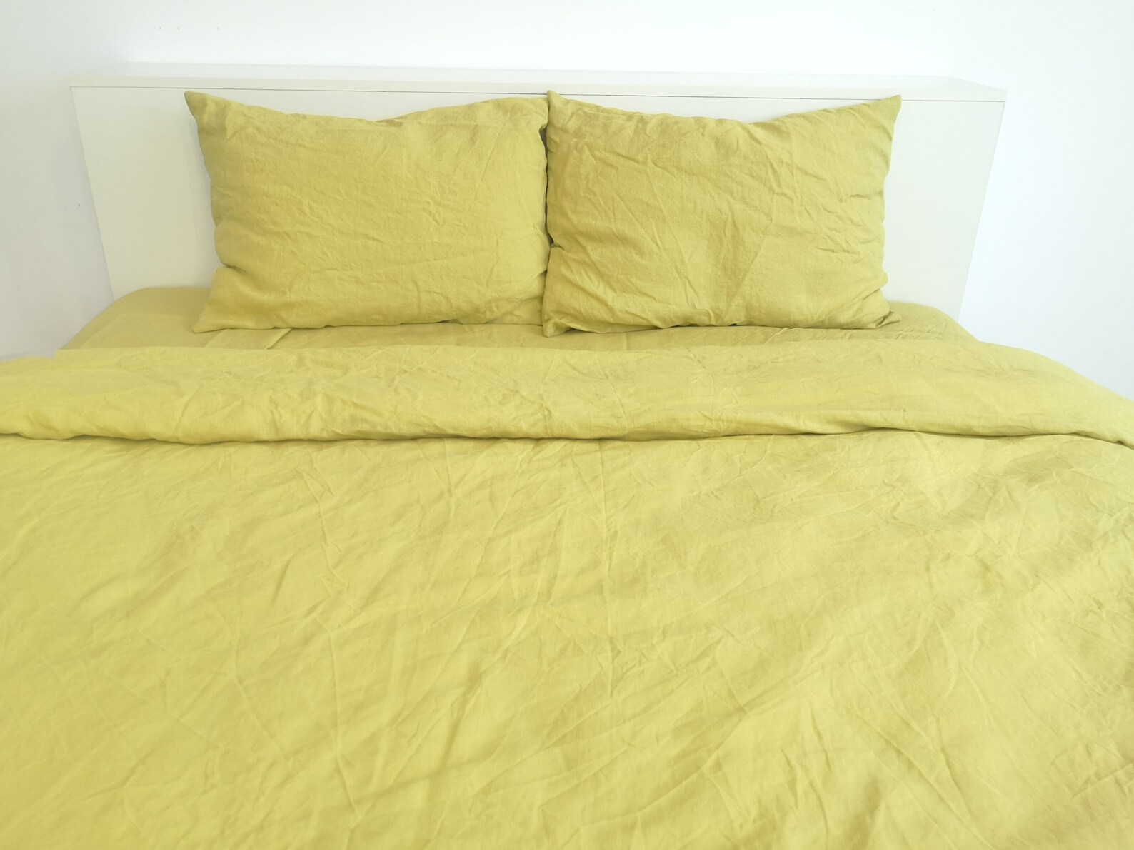Chartreuse yellow linen bedding set / 1 Duvet cover 2 | Etsy