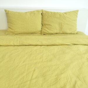 Chartreuse yellow linen bedding set / 1 Duvet cover 2 | Etsy