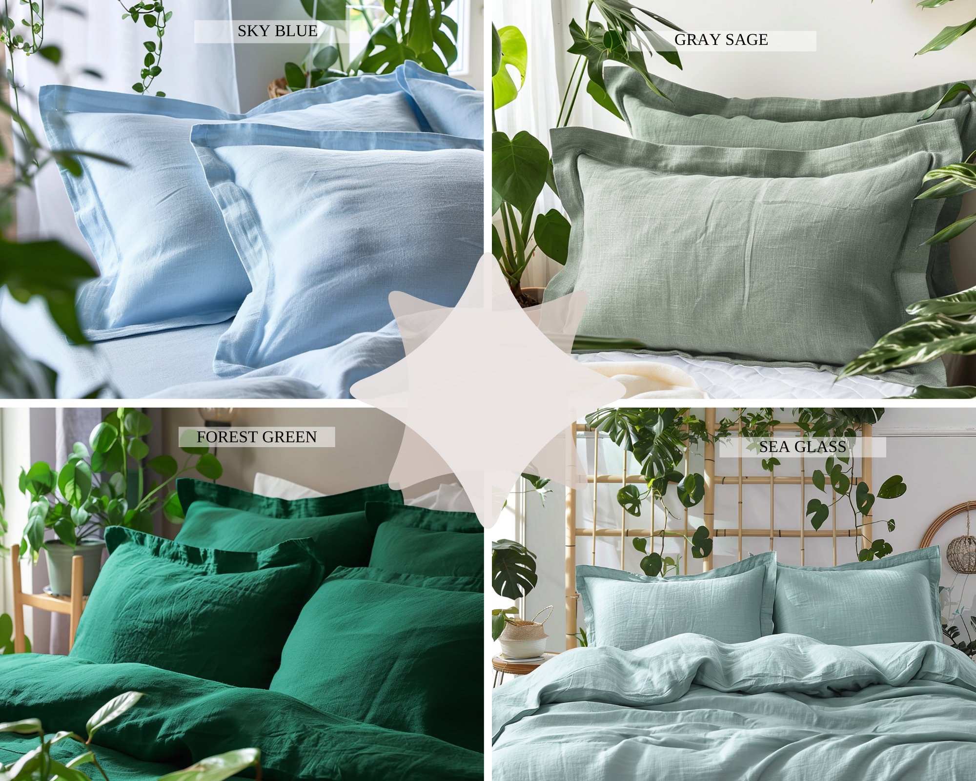 Sky Blue Linen Oxford Sham Light Blue Sham Pillow Cover King Queen ...