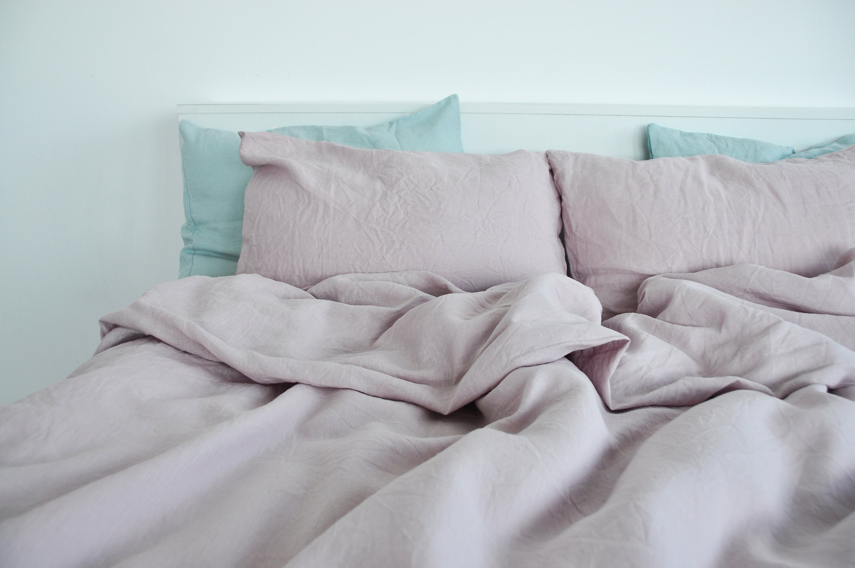 Dusty pink linen bedding set / 1 Duvet cover 2 Pillowcases | Etsy
