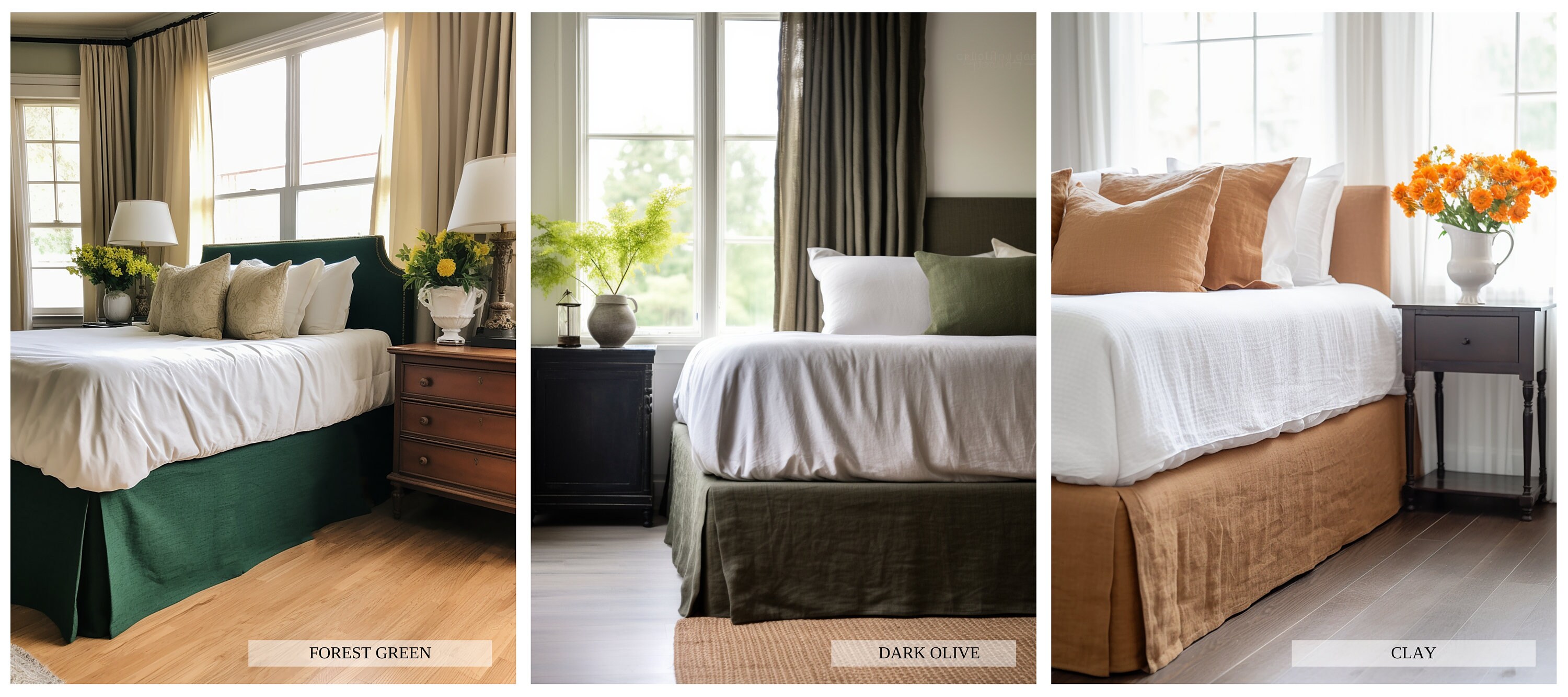 60 Colors Linen Tailored Bed Skirt Tailored Bed Skirt Stonewashed Linen ...
