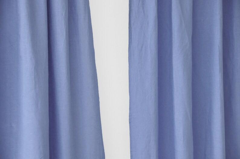 Cornflower blue regular and blackout linen curtains / 2 panels | Etsy