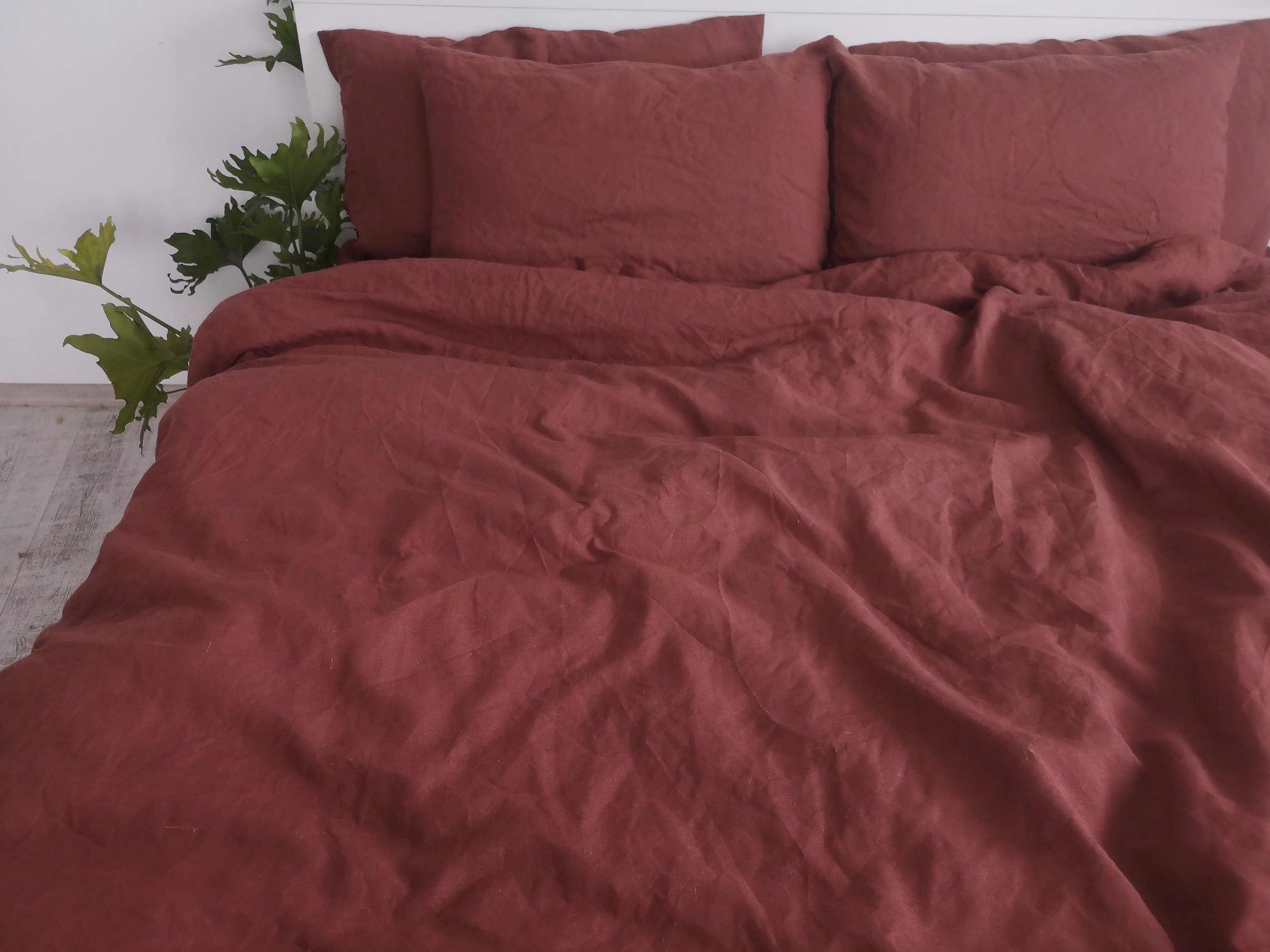 Redwood linen bedding set / 1 Duvet cover 2 Pillowcases / | Etsy