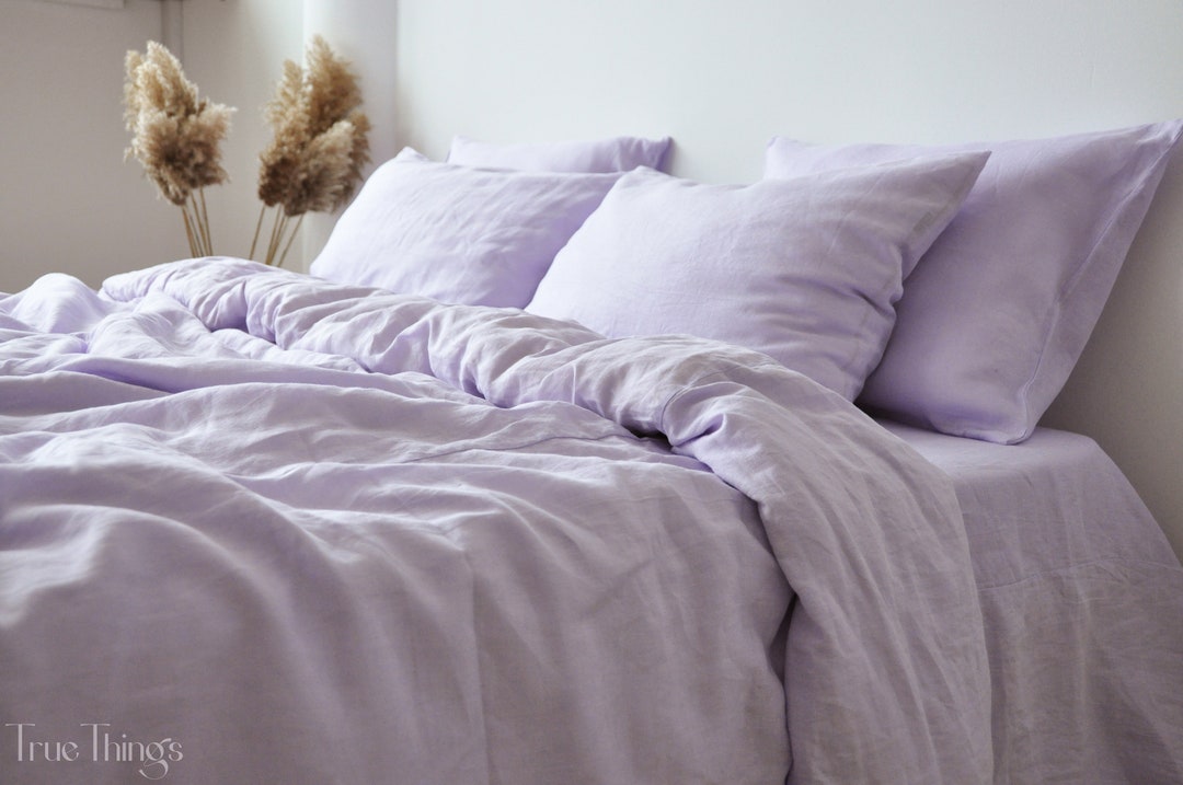 Lilac Linen Duvet Cover Softened Linen Purple Comforter Cover Zipper ...