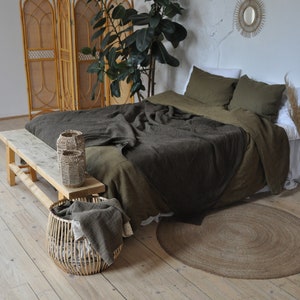 Brown Waffle Linen Coverlet Heavy Weight Linen Waffle Throw Blanket ...
