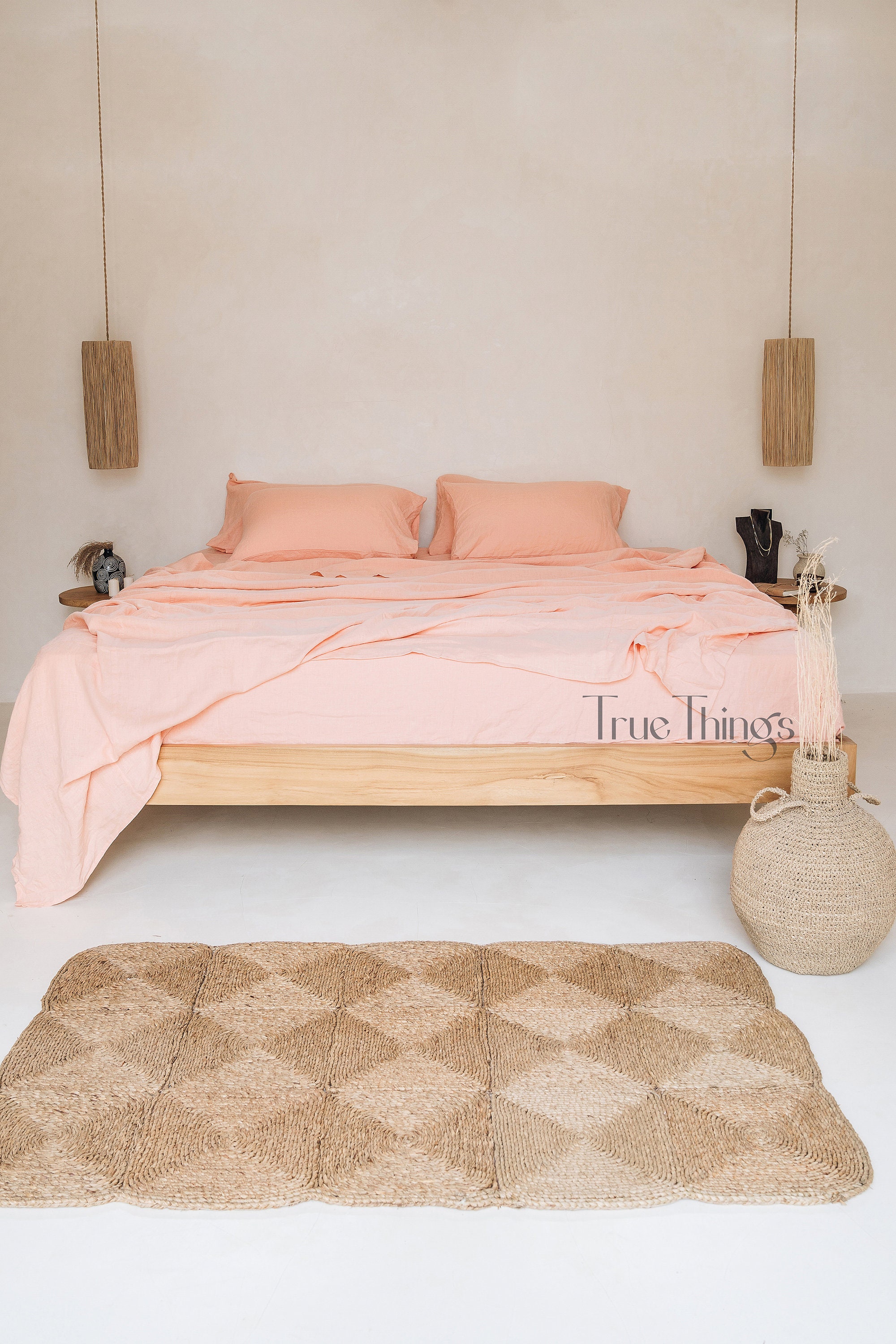 Peach Linen Flat Sheet / 1 Flat Sheet / Softened Linen Sheet / - Etsy