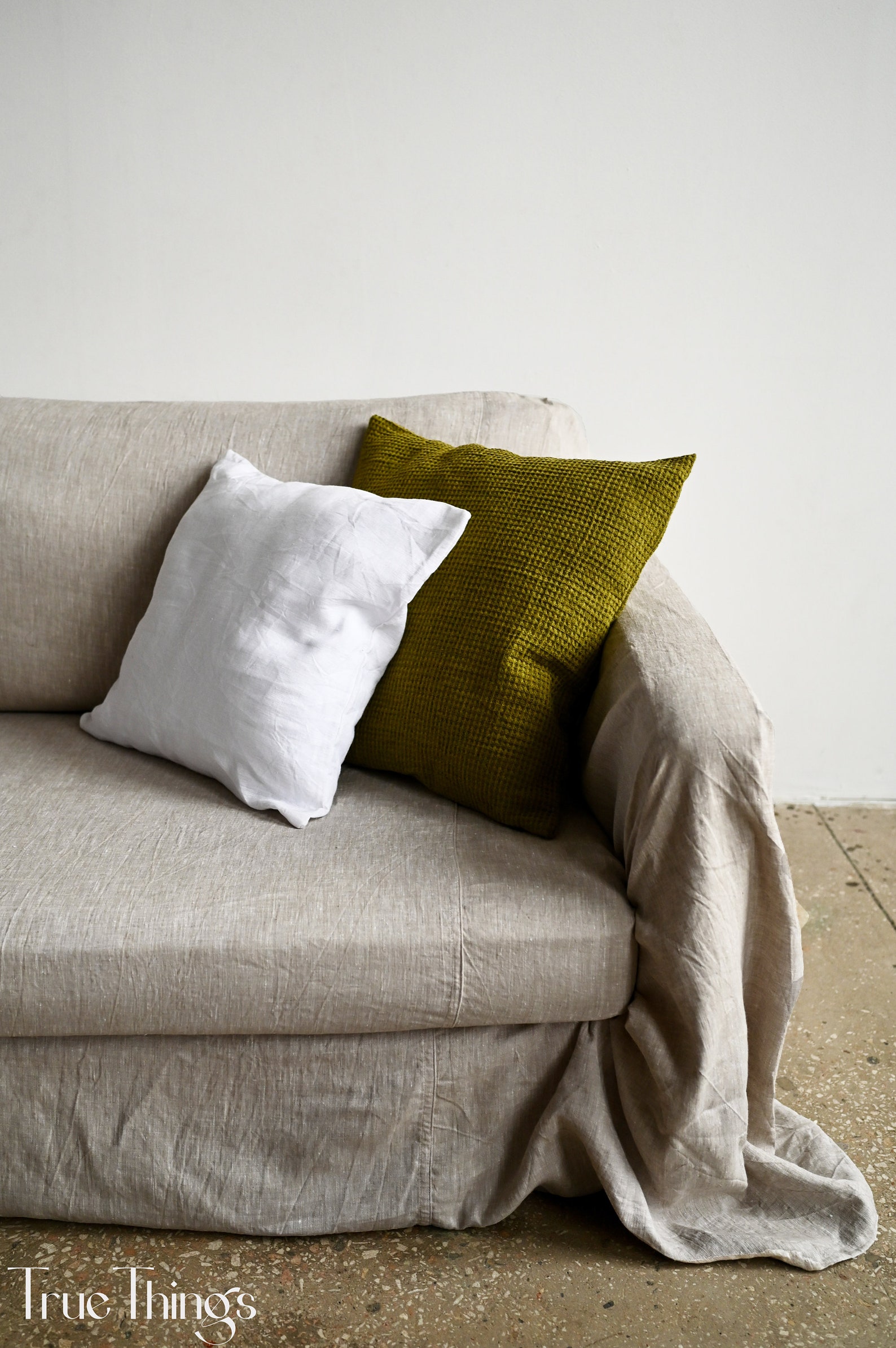 Undyed Linen Sofa Slipcover / Couch Throw / Softened Linen - Etsy