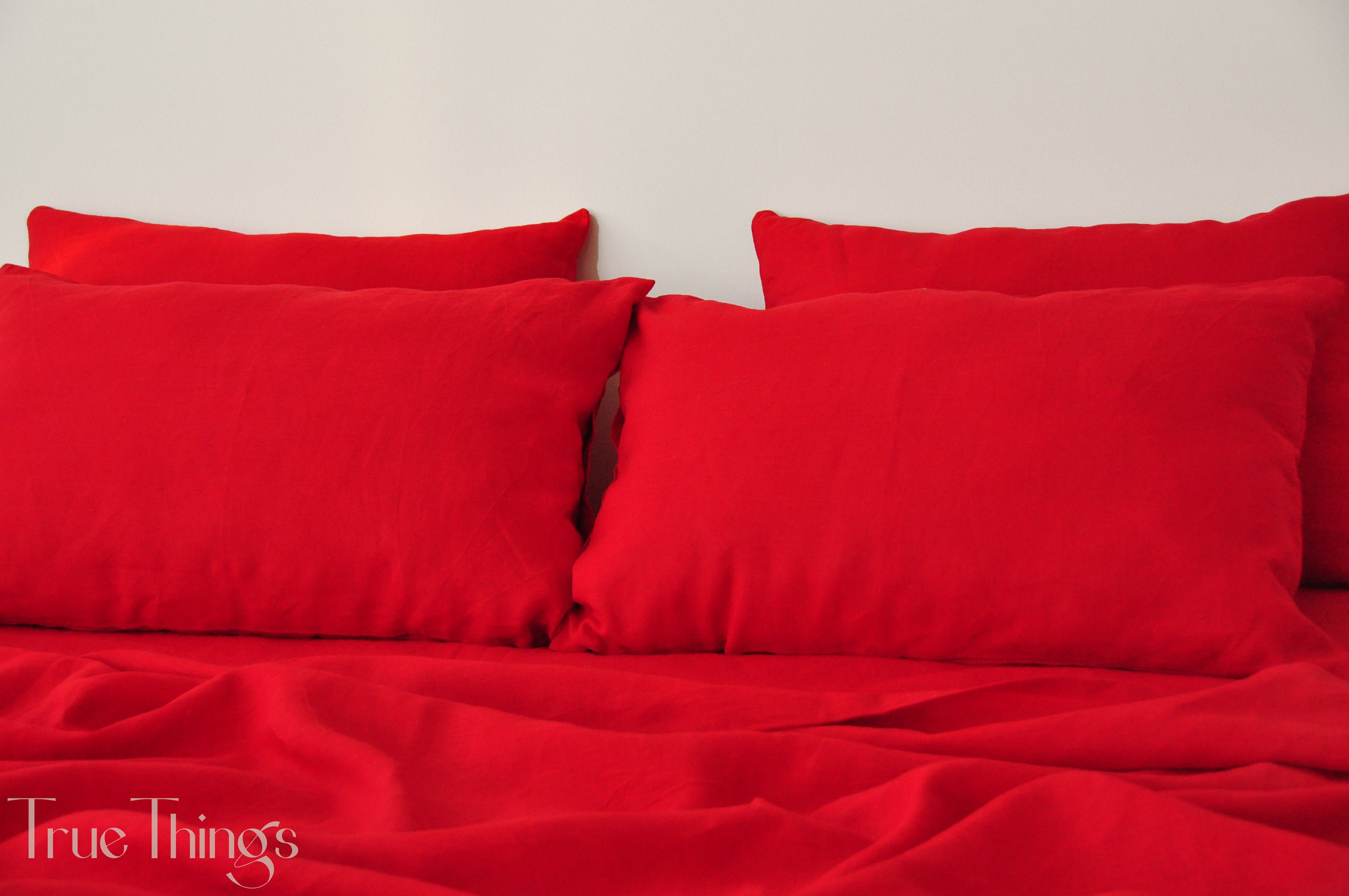Scarlet Red Linen Fitted Sheet / 1 Fitted Sheet / Softened - Etsy