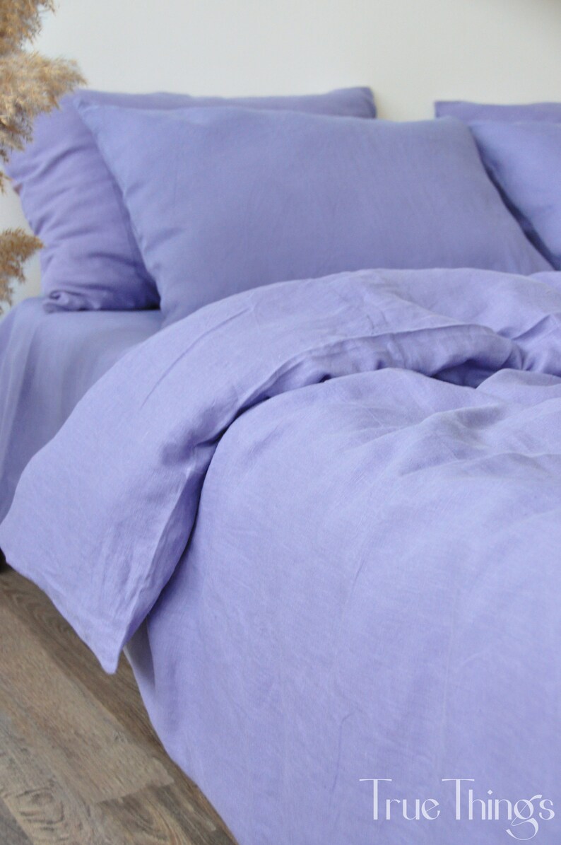 Lavender Linen Bedding Set / 1 Duvet Cover 2 Pillowcases / - Etsy