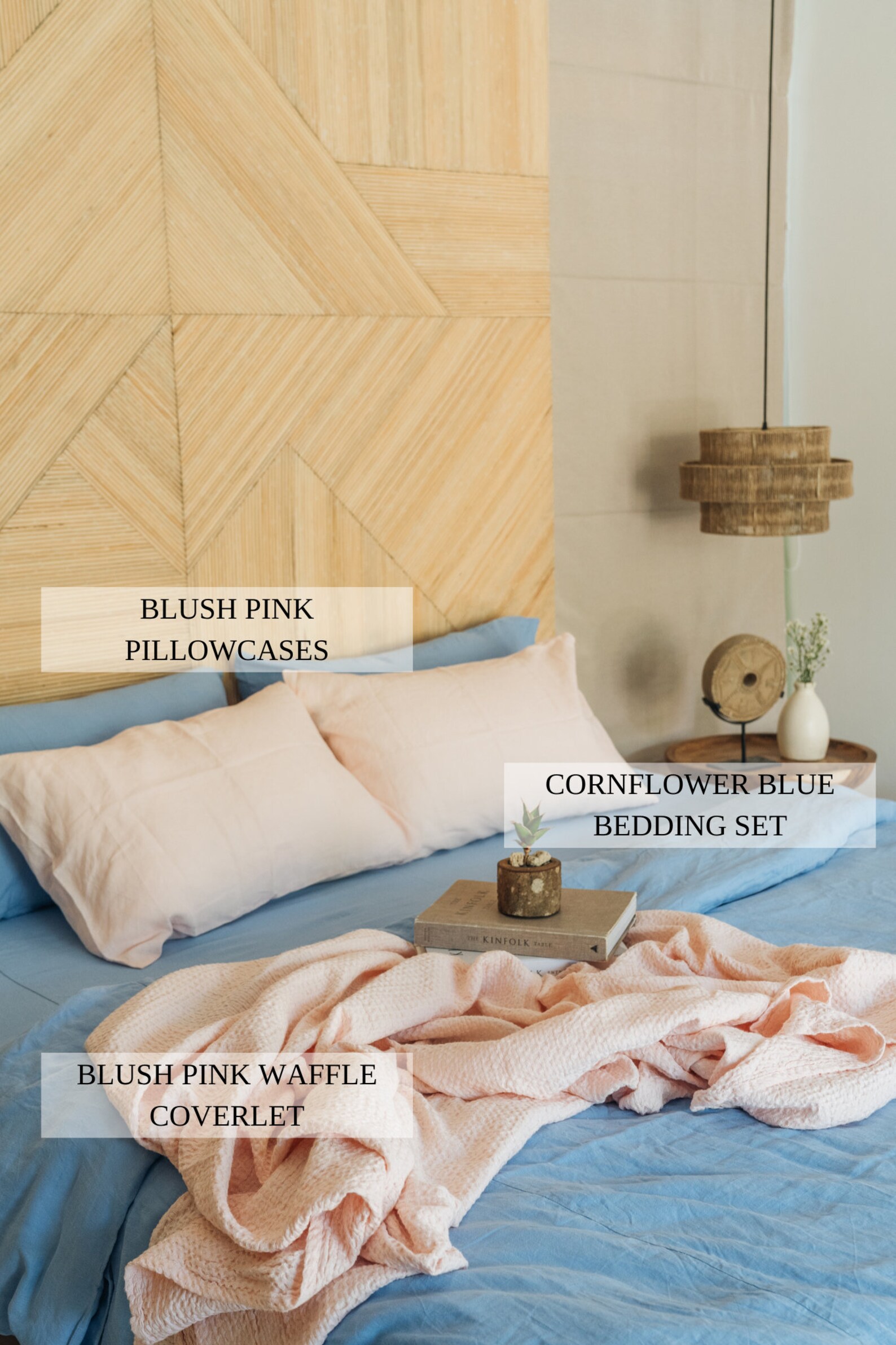 Cornflower Blue Linen Bedding Set 1 Duvet Cover and 2 Pillowcases ...
