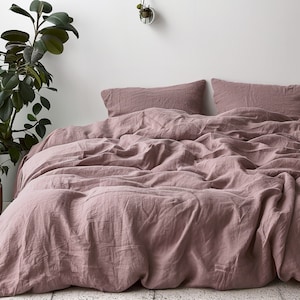 Woodrose Linen Bedding Set 1 Duvet Cover and 2 Pillowcases in Dusty ...