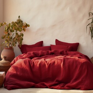 Maroon Linen Duvet Cover 1 Duvet Cover Softened Linen Comforter Cover ...
