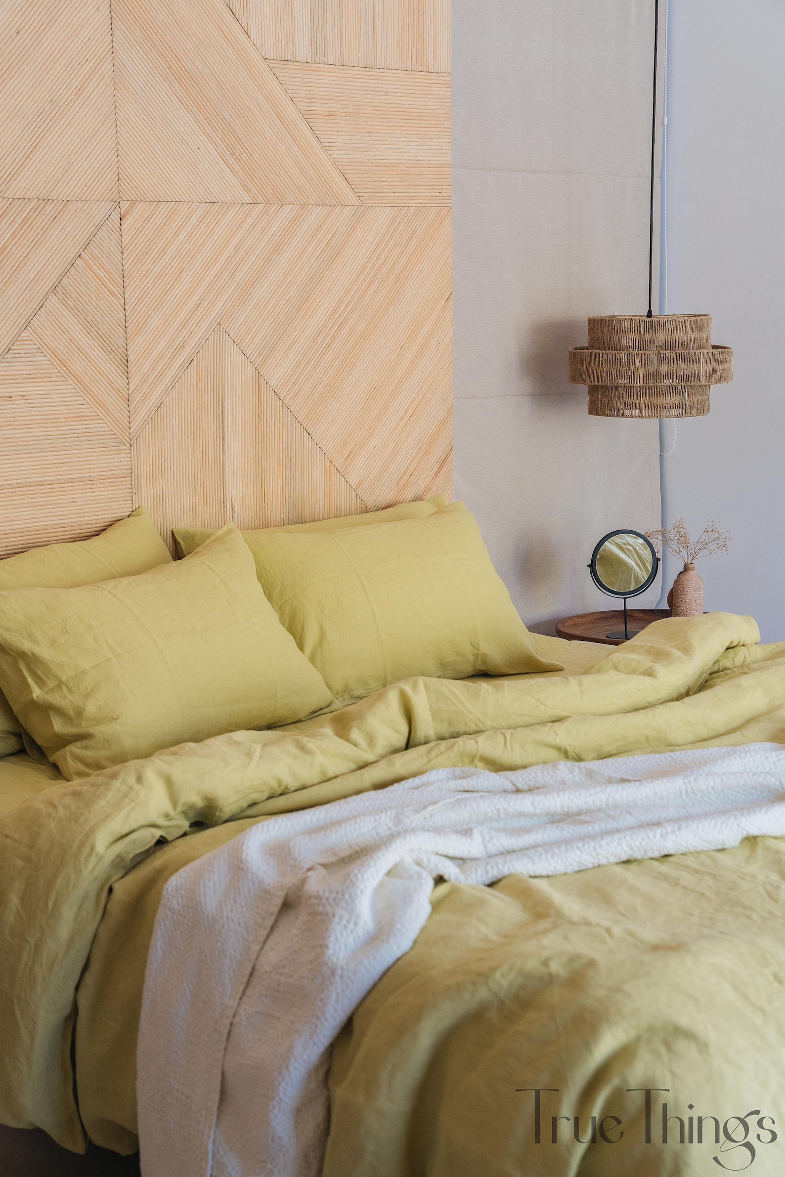 Chartreuse Yellow Linen Bedding Set / 1 Duvet Cover 2 | Etsy