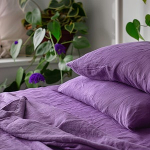 Orchid Linen Flat Sheet 1 Flat Sheet Softened Purple Linen Deep Pocket ...