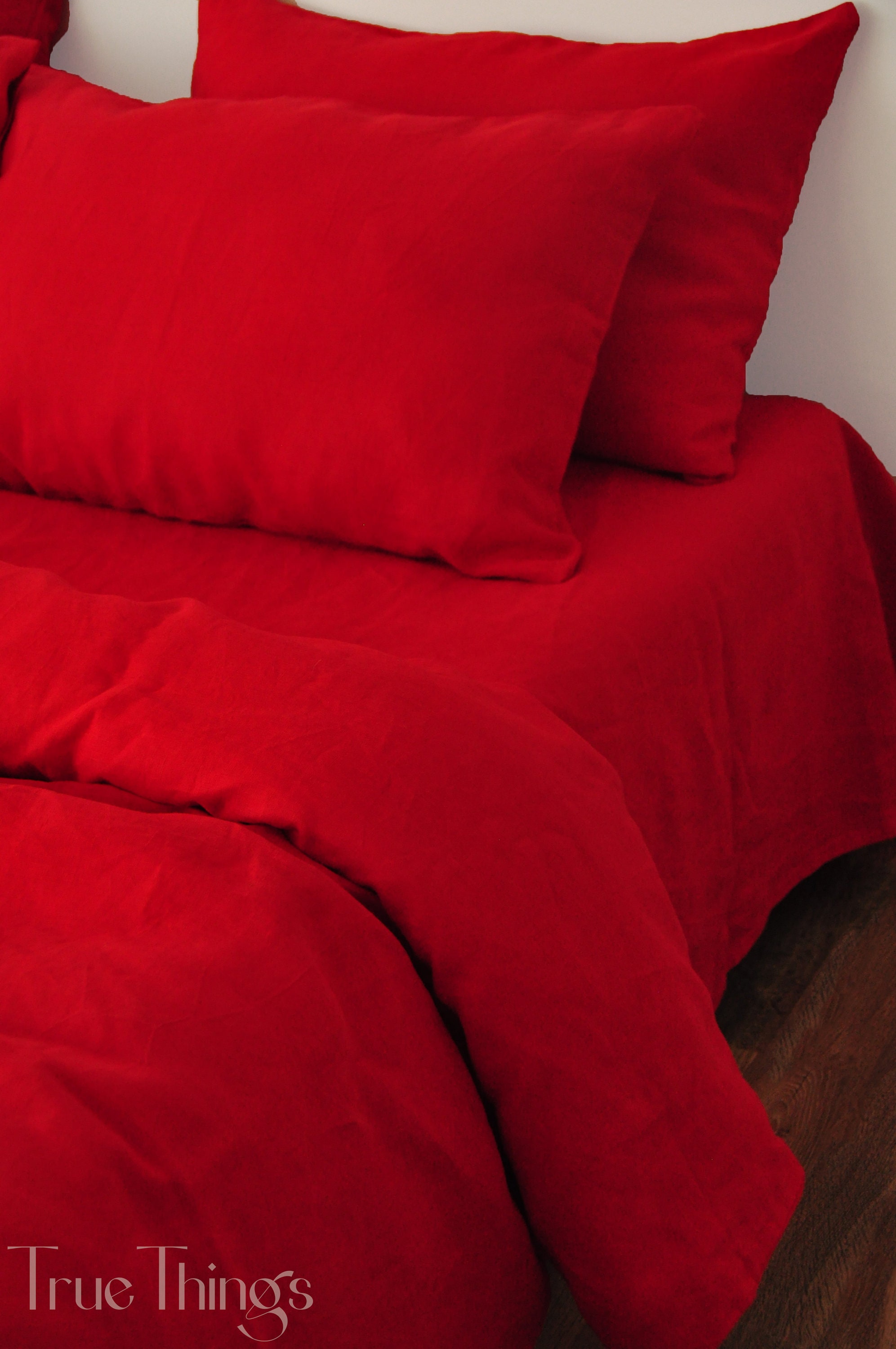 Scarlet Red Linen Bedding Set / 1 Duvet Cover 2 Pillowcases | Etsy
