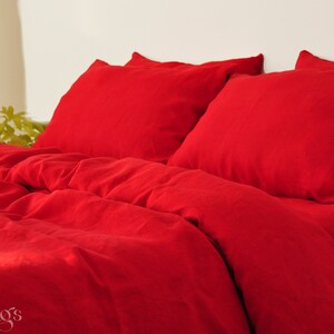 Scarlet Red Linen Pillowcase Red Pillow Cover King Queen Standard Euro ...