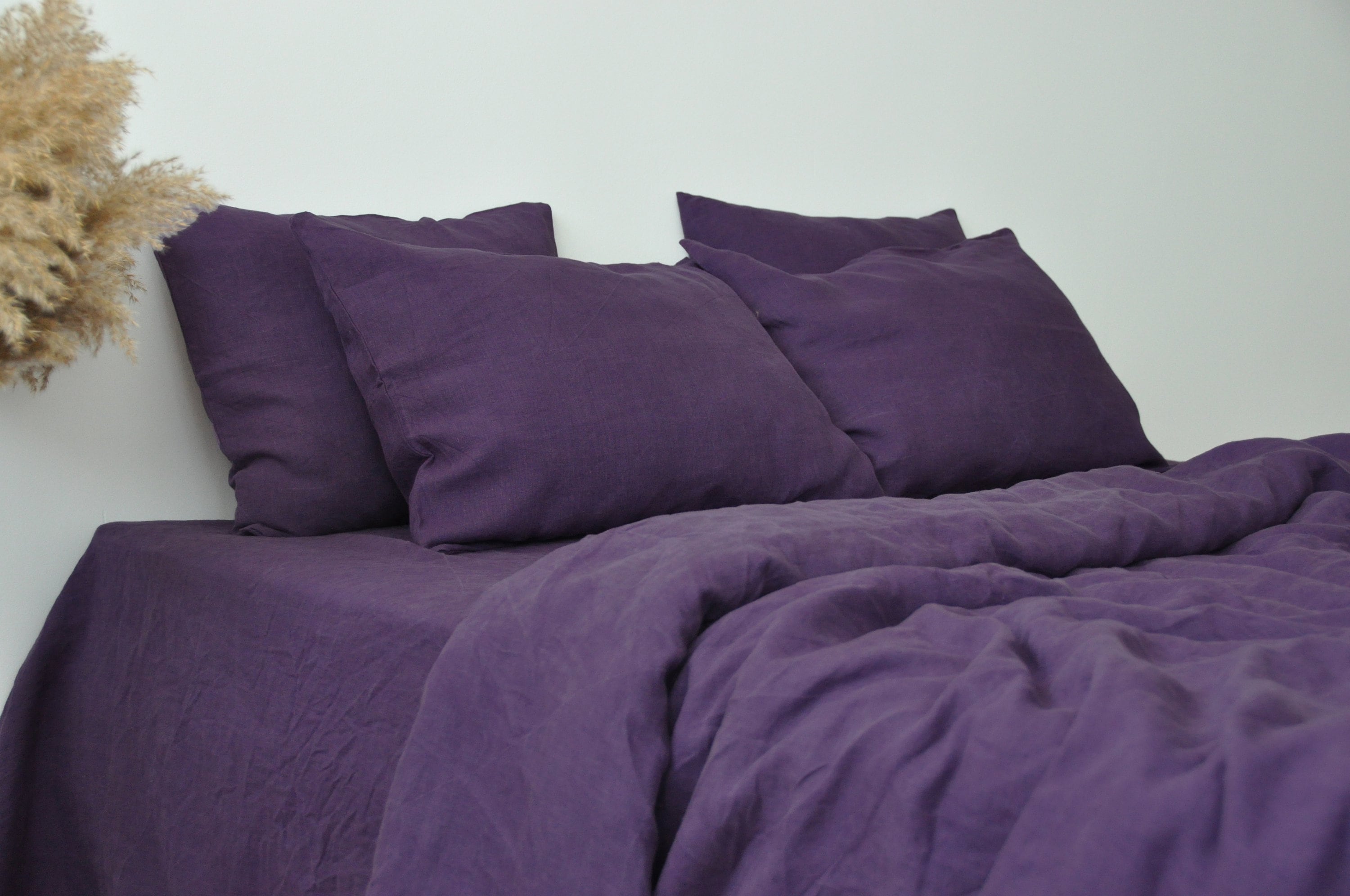 Deep Purple Linen Bedding Set / 1 Duvet Cover 2 Pillowcases | Etsy